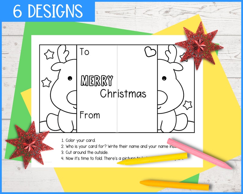 Foldout Christmas Cards to Print and Color | PDF Download | Elf ...