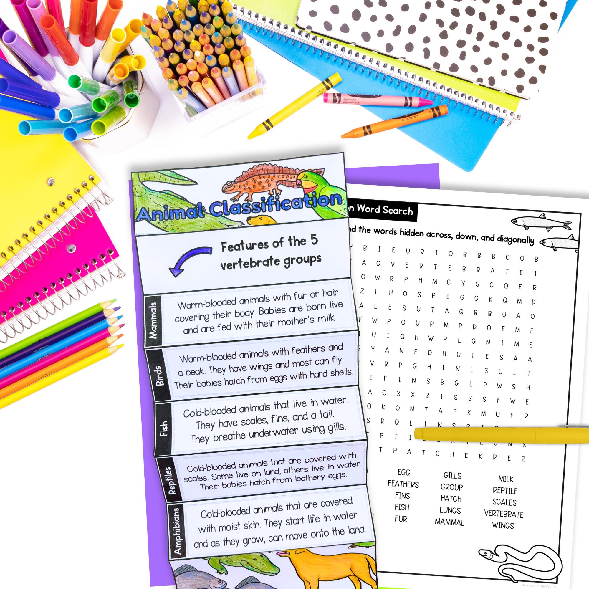 Animal Classification Foldout Science Activity to Review Features of ...