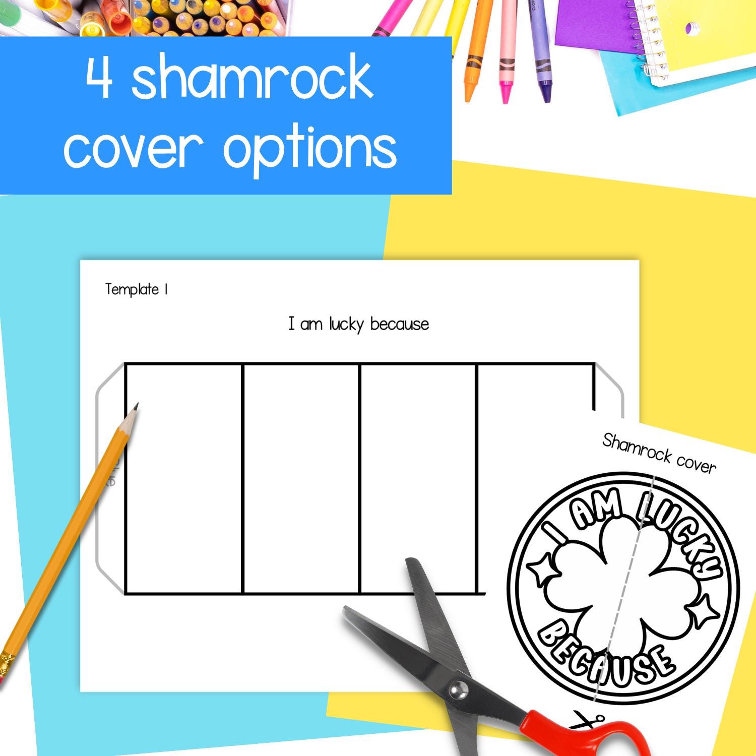 I Am Lucky Because Shamrock Four Leaf Clover Writing Craft St Patricks ...