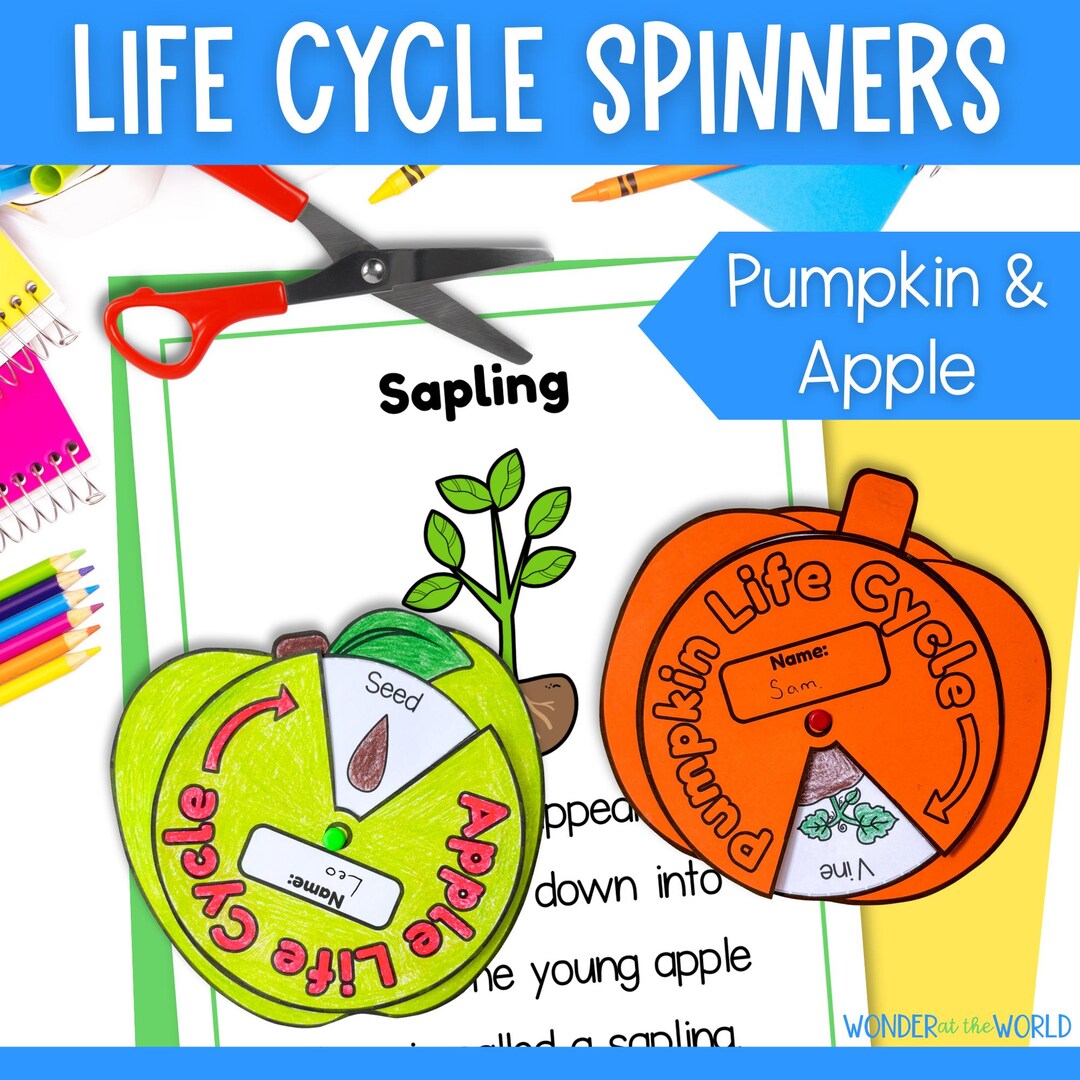 Pumpkin and Apple Tree Plant Life Cycle Spinner Wheels Autumn Fall ...