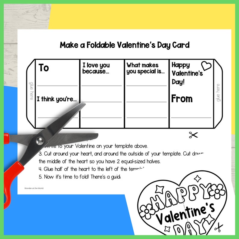 Heart Shaped Valentine's Day Card | Foldout Kids' Coloring and Writing ...
