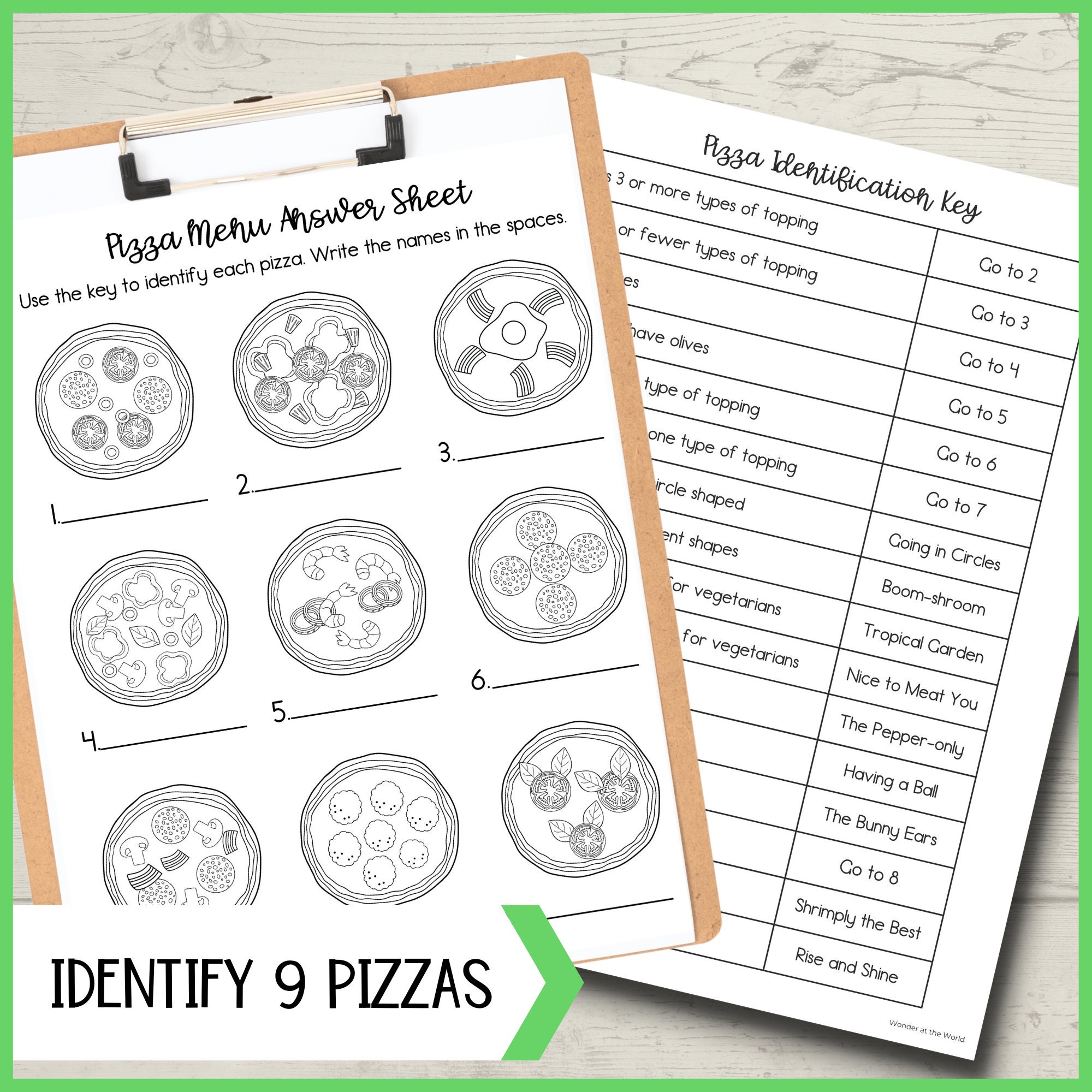 Dichotomous Keys Activities Worksheets for Science Lesson Pizza Theme ...