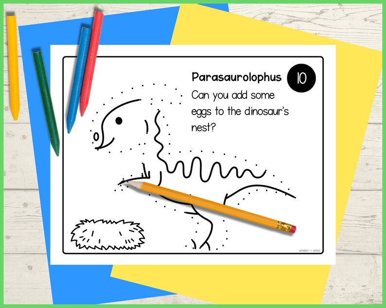 Dinosaur Connect the Dots Printable Activity Sheets for Kids - Etsy