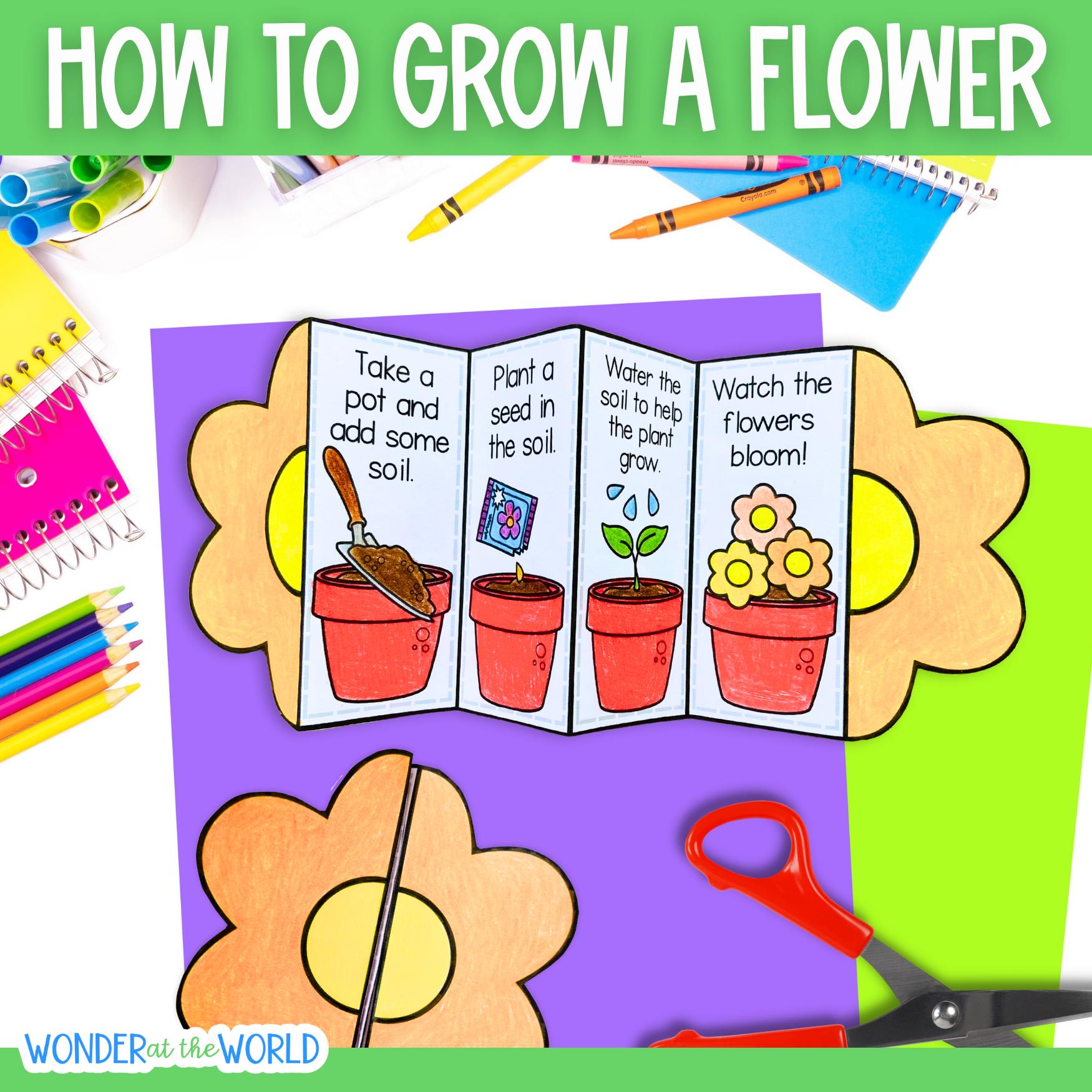 How to Grow a Flower Spring Kids Printable Craft Activity | Foldable ...