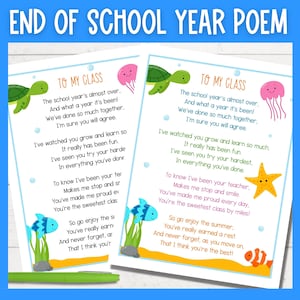 End of School Year Poem Letter From Teacher to Students Pupils Class ...
