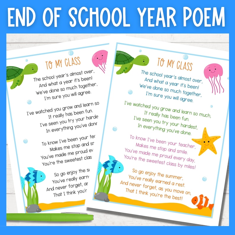 Carta de poema de fin de año escolar del maestro a los alumnos de la ...