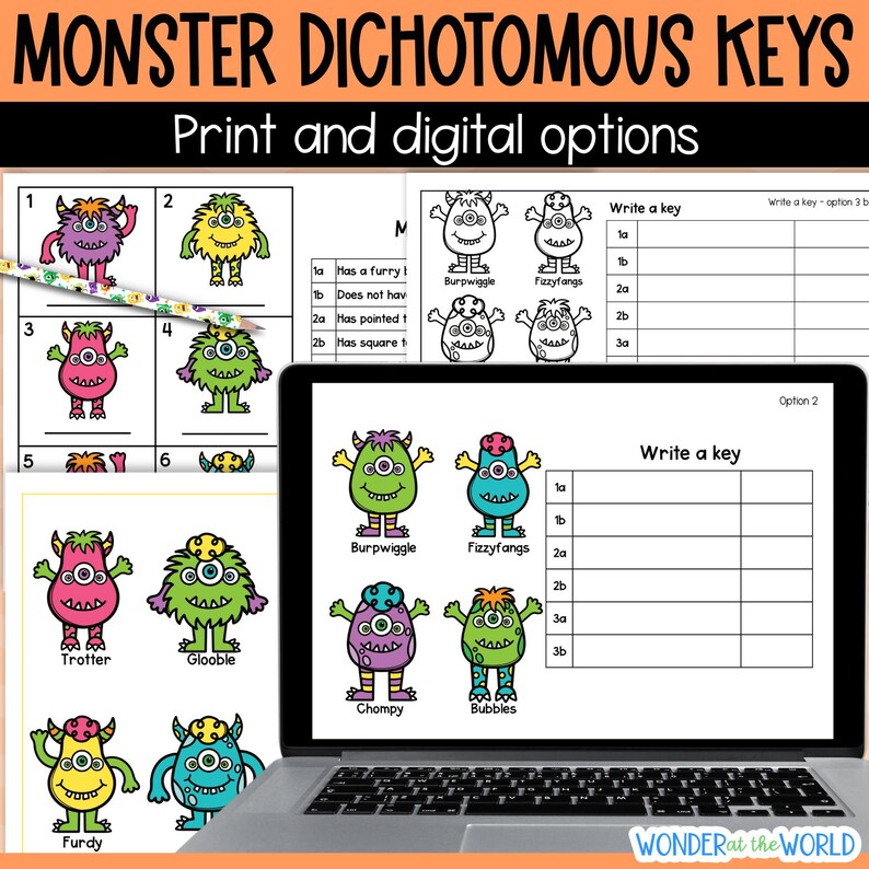 Dichotomous Keys Activities Worksheets for Science Lesson | Halloween ...
