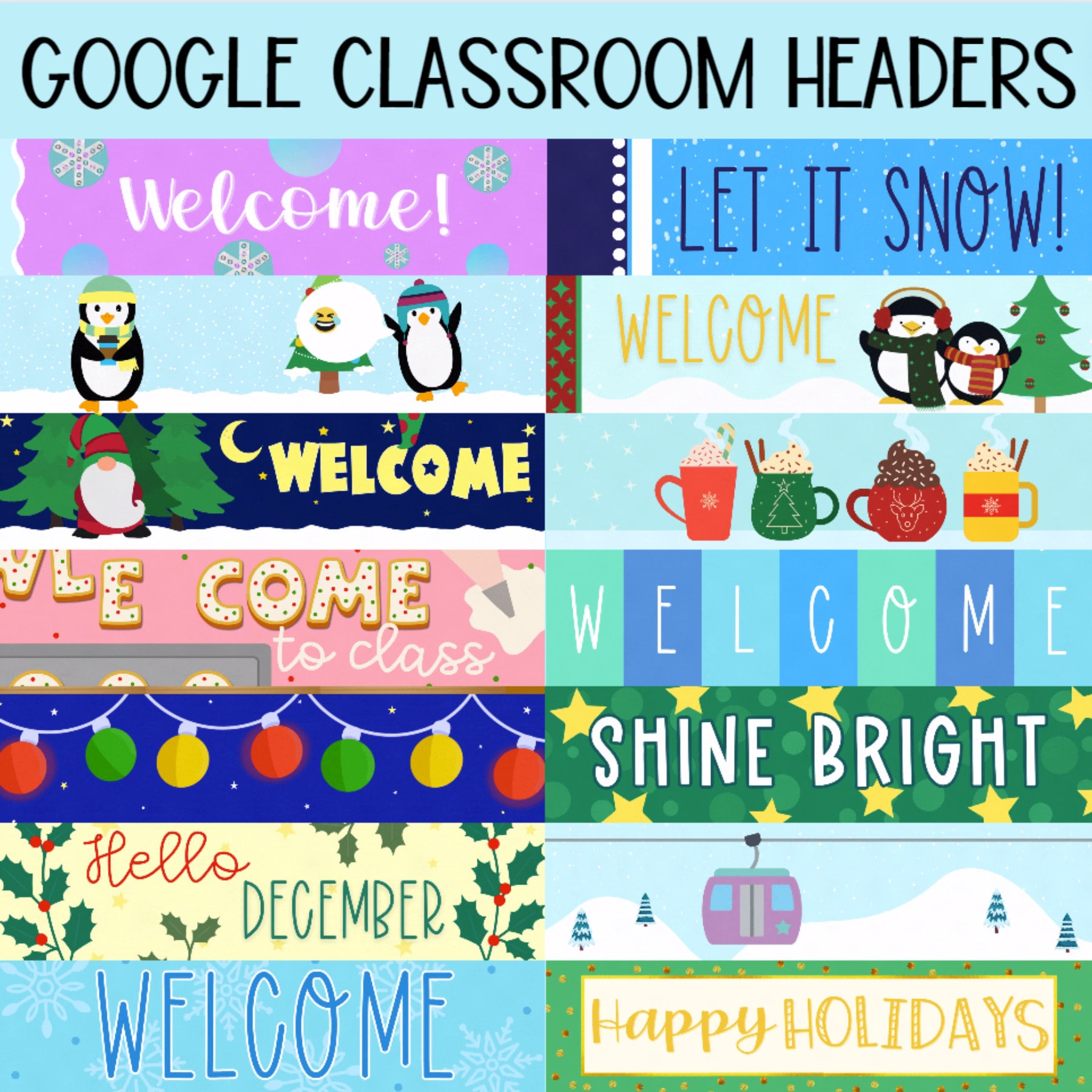 19 Winter Animated Google Classroom Headers Banners for November ...