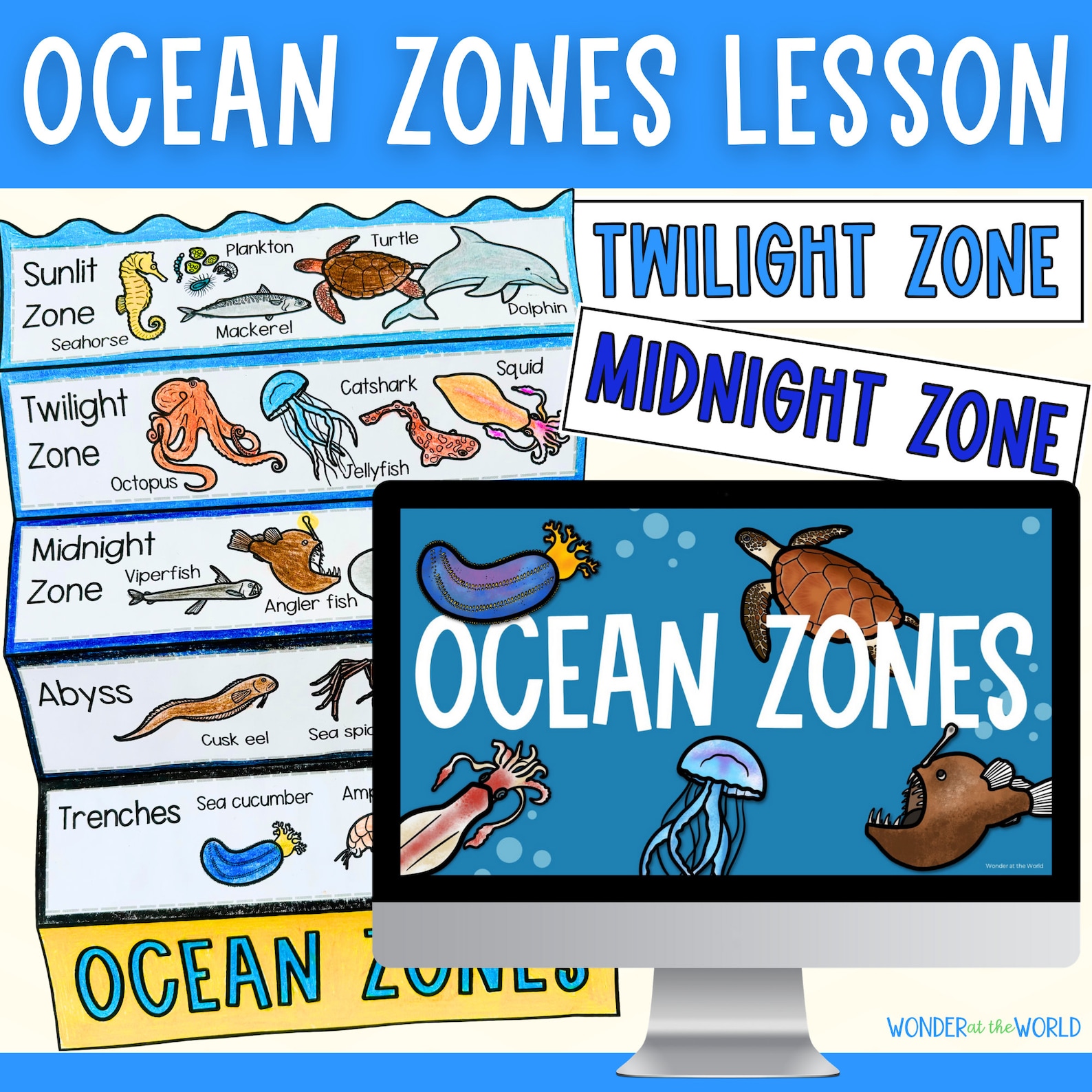Ocean Zones Lesson With Slideshow Introduction and Foldable Activity ...