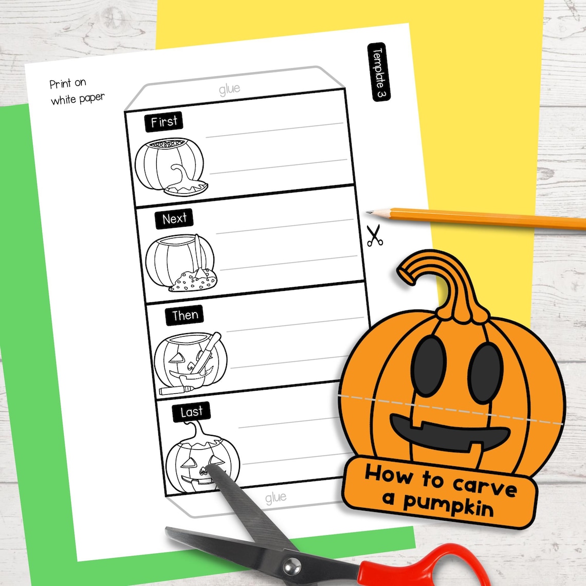 How to Carve a Pumpkin Make a Jack O'lantern Foldout Sequencing ...