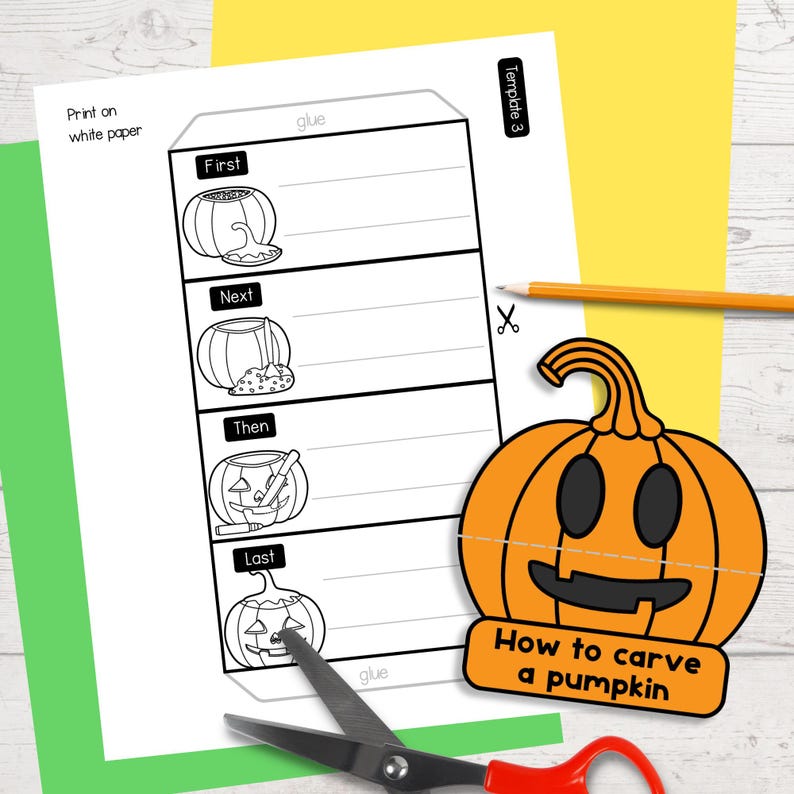 How to Carve a Pumpkin Make a Jack O'lantern Foldout Sequencing ...