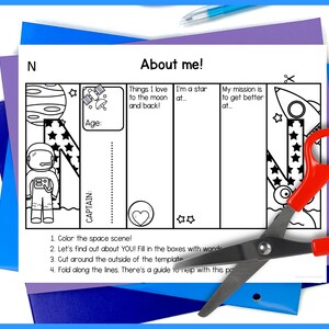 Space All About Me Class Back to School Foldable Printable Activity ...