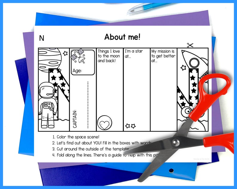Space All About Me Class Back to School Foldable Printable Activity ...