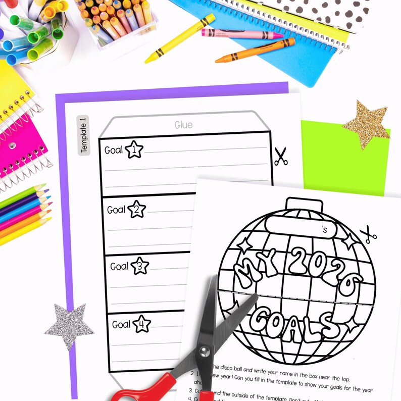 New Year 2026 Disco Ball Goal Setting Writing Craft Activity for Kids ...