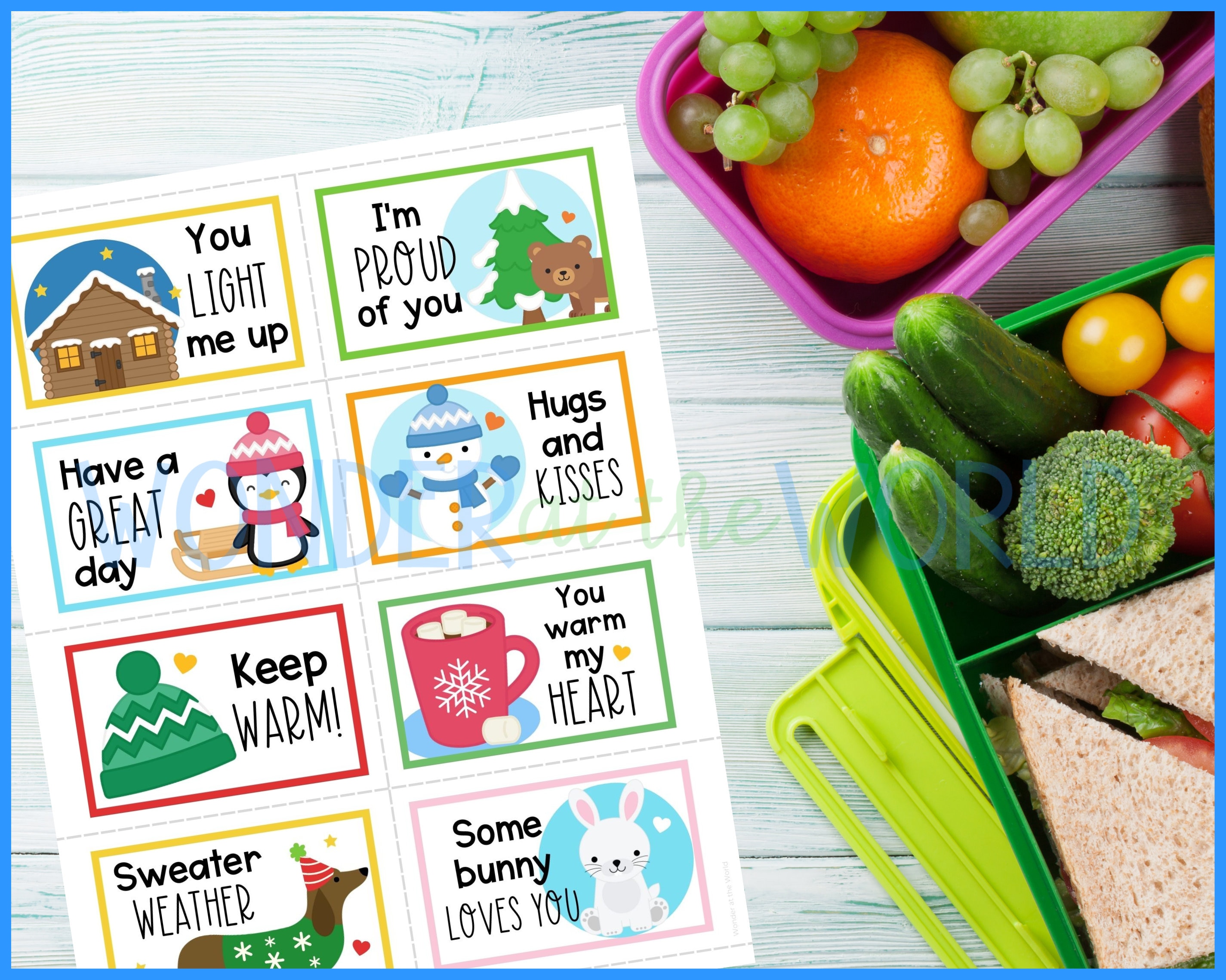 24 Printable Winter Christmas Lunch Box Notes for Kids Printable ...