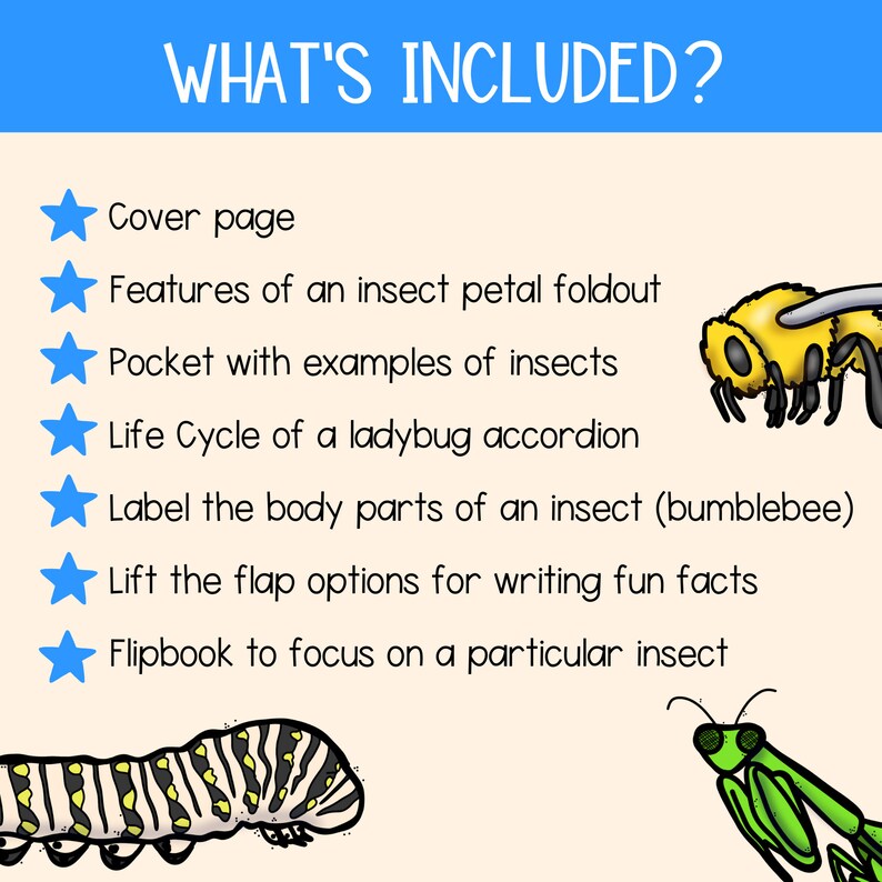 Insect Bugs Foldable Printable Lapbook Templates Digital Download Kids ...