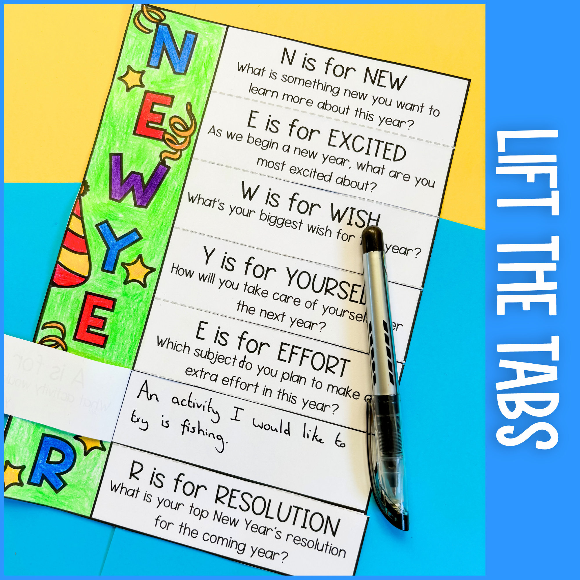 New Year 2026 Reflections and Setting Goals Activity Foldable Tab Book ...