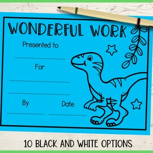 10 Dinosaur Classroom Reward Certificates for Kids | Digital Download ...