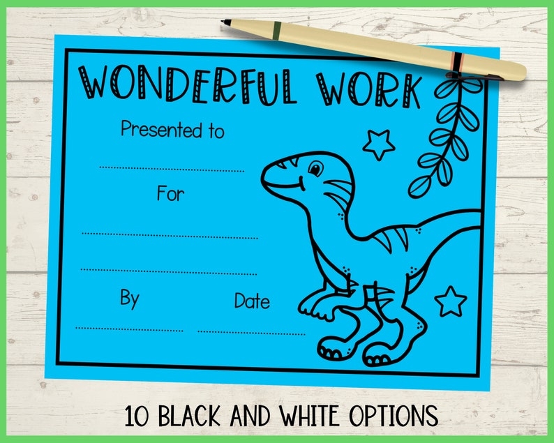 10 Dinosaur Classroom Reward Certificates for Kids | Digital Download ...