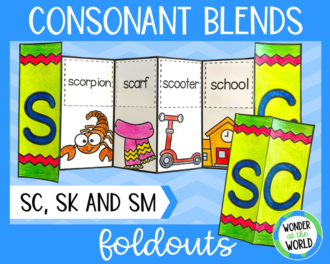 Kindergarten First Grade Sc, Sk and Sm Consonant Blends Foldable ...