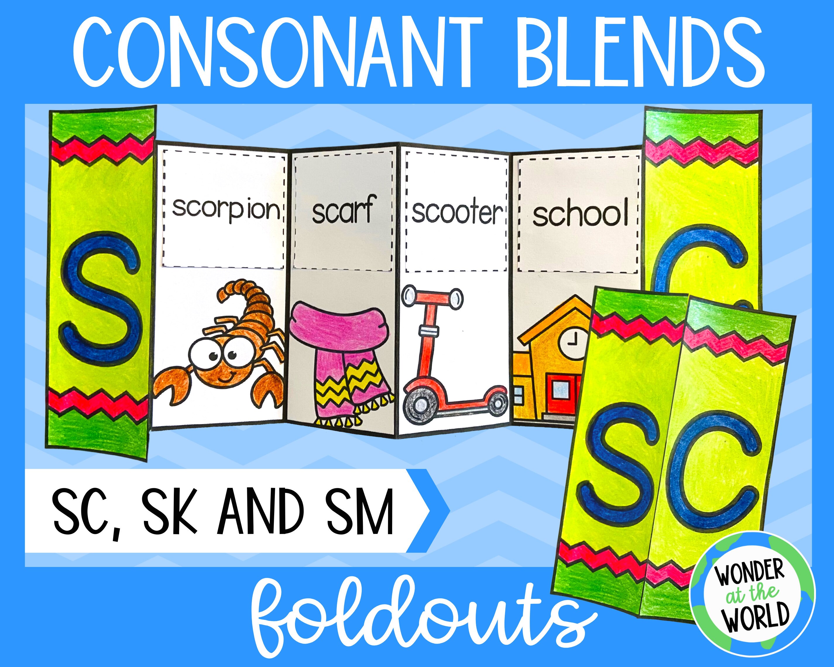 Kindergarten First Grade Sc, Sk and Sm Consonant Blends Foldable ...