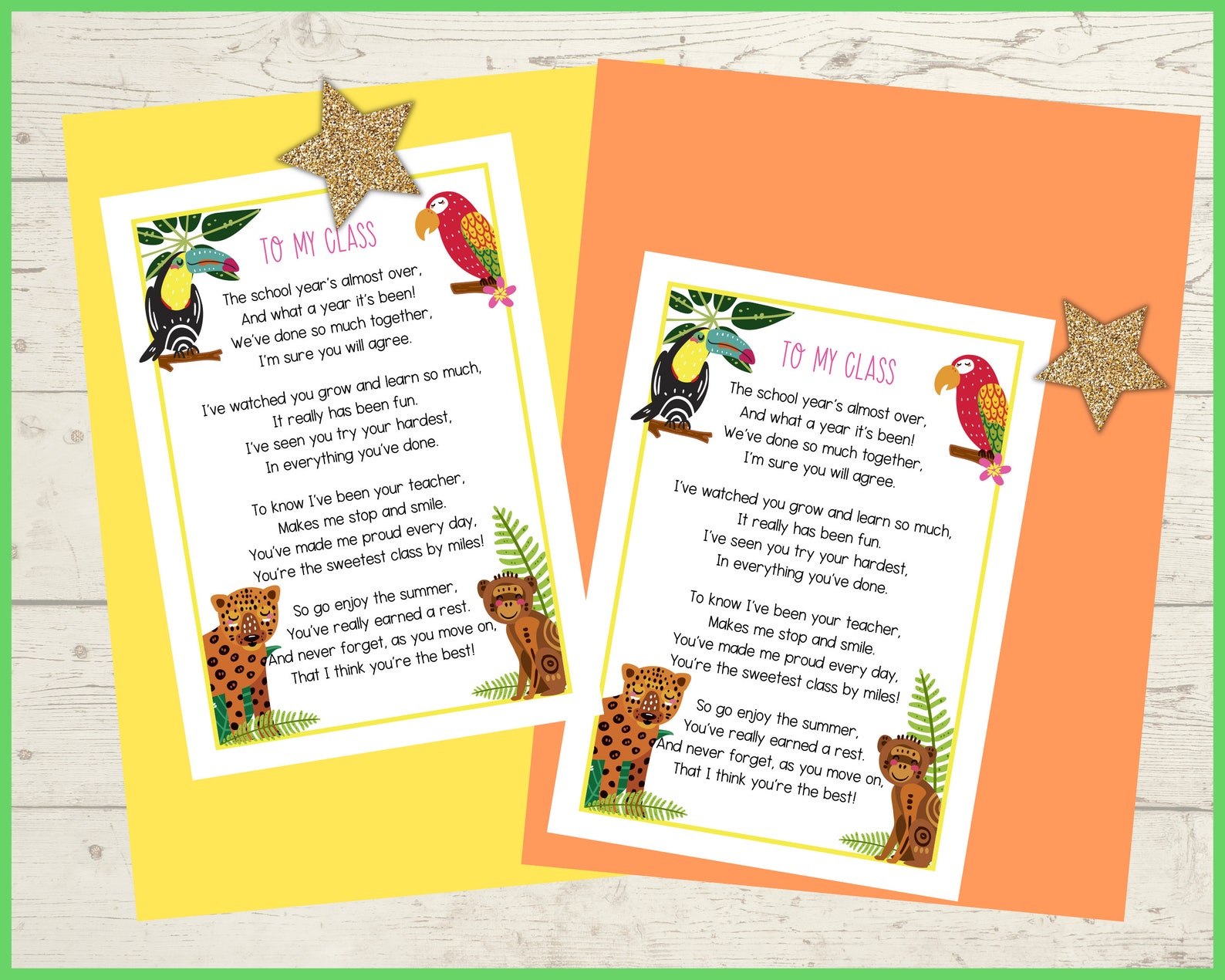 End of School Year Poem Letter From Teacher to Students Pupils Class ...