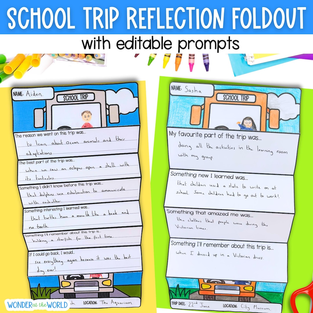 School Class Trip Reflection and Memories Writing Activity for Key ...