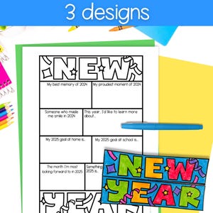 New Year 2025 Reflections and Goals Foldable Activity for Kids ...