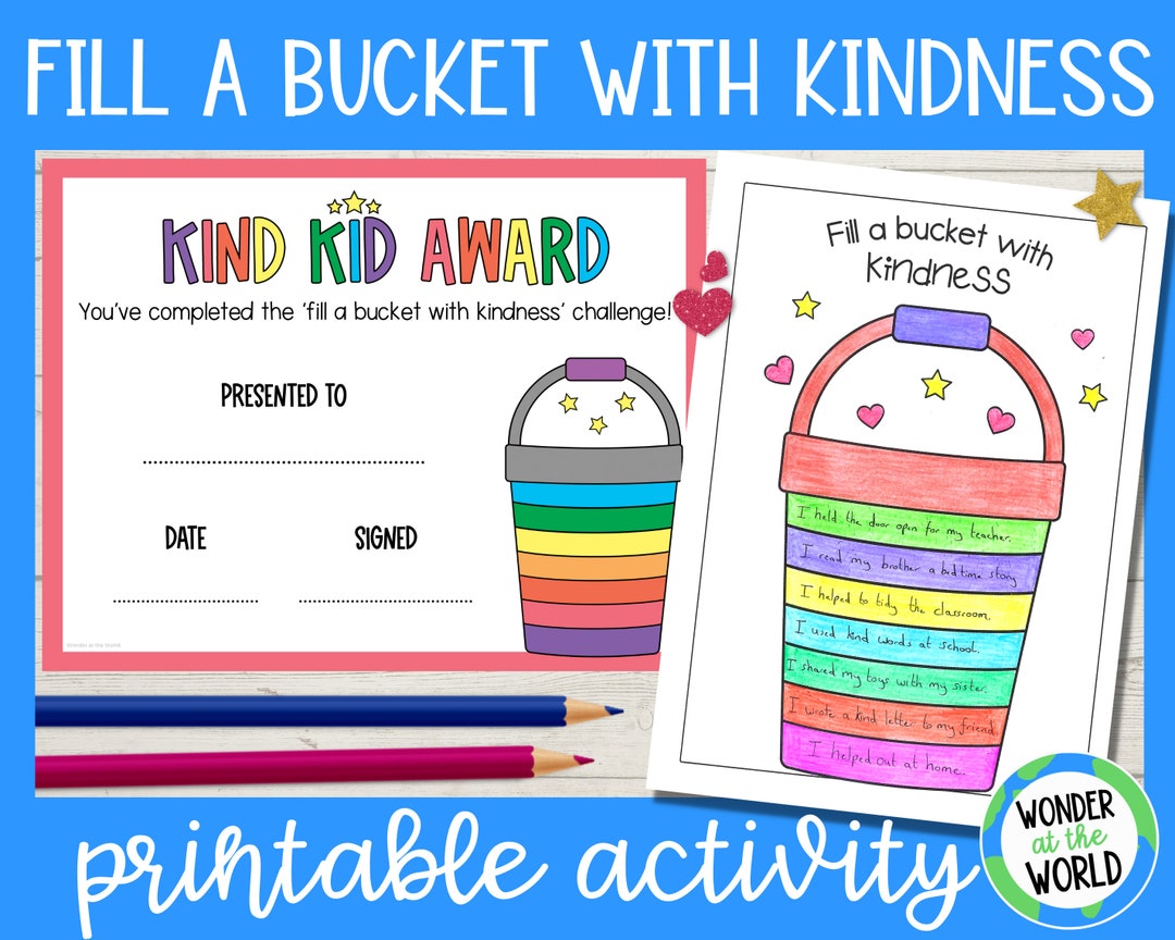 Kindness Activity for Kids Fill a Bucket With Kindness UK - Etsy