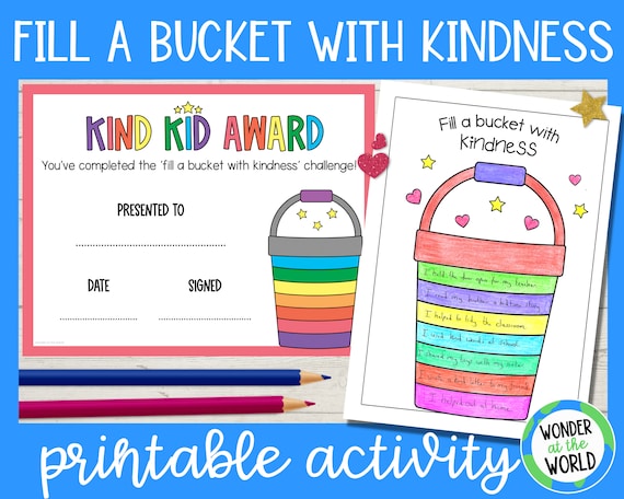 Kindness Activity for Kids Fill a Bucket With Kindness UK - Etsy