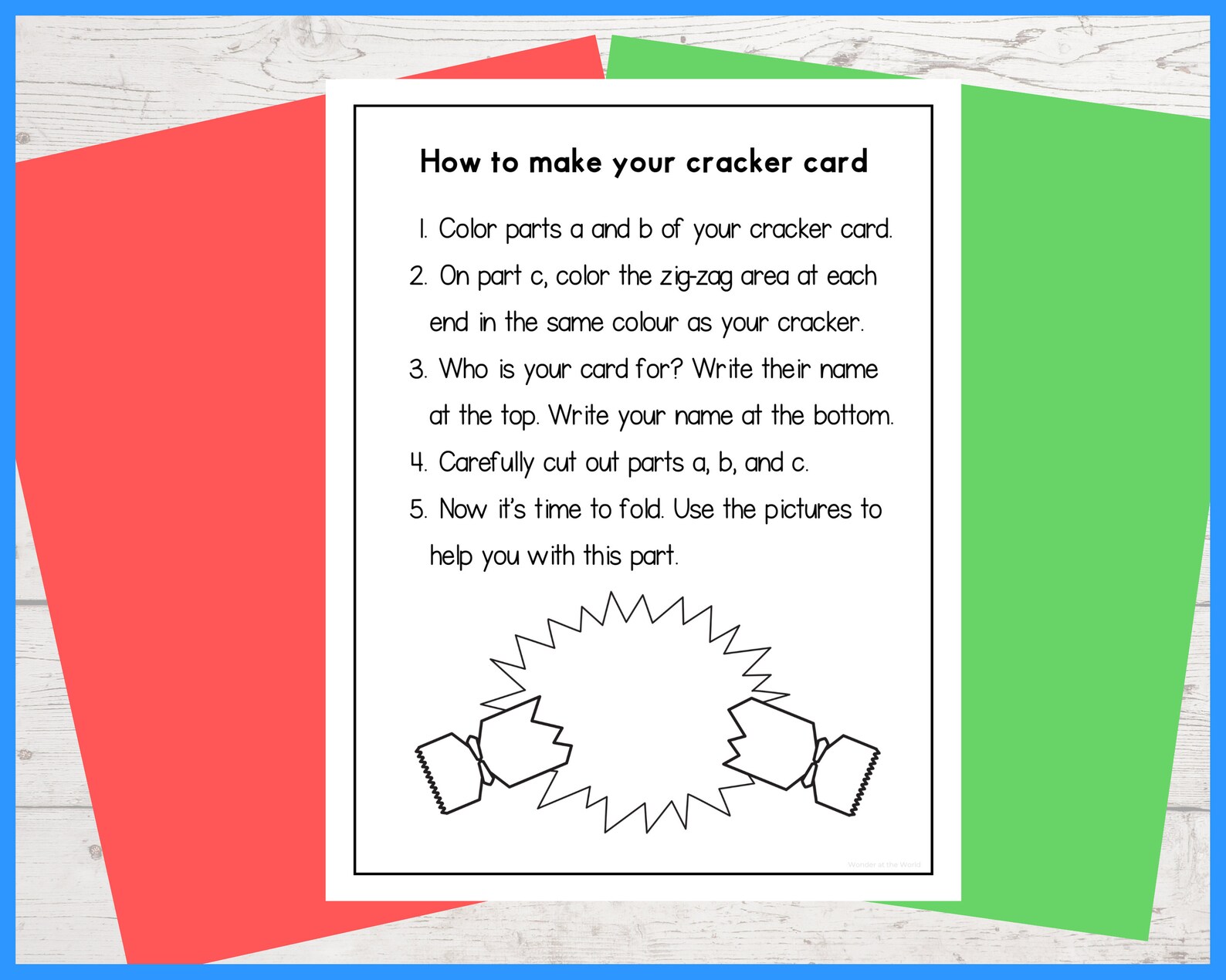 Folding Christmas Cracker Cards to Print and Color | A4 and 8.5x11 Inch ...
