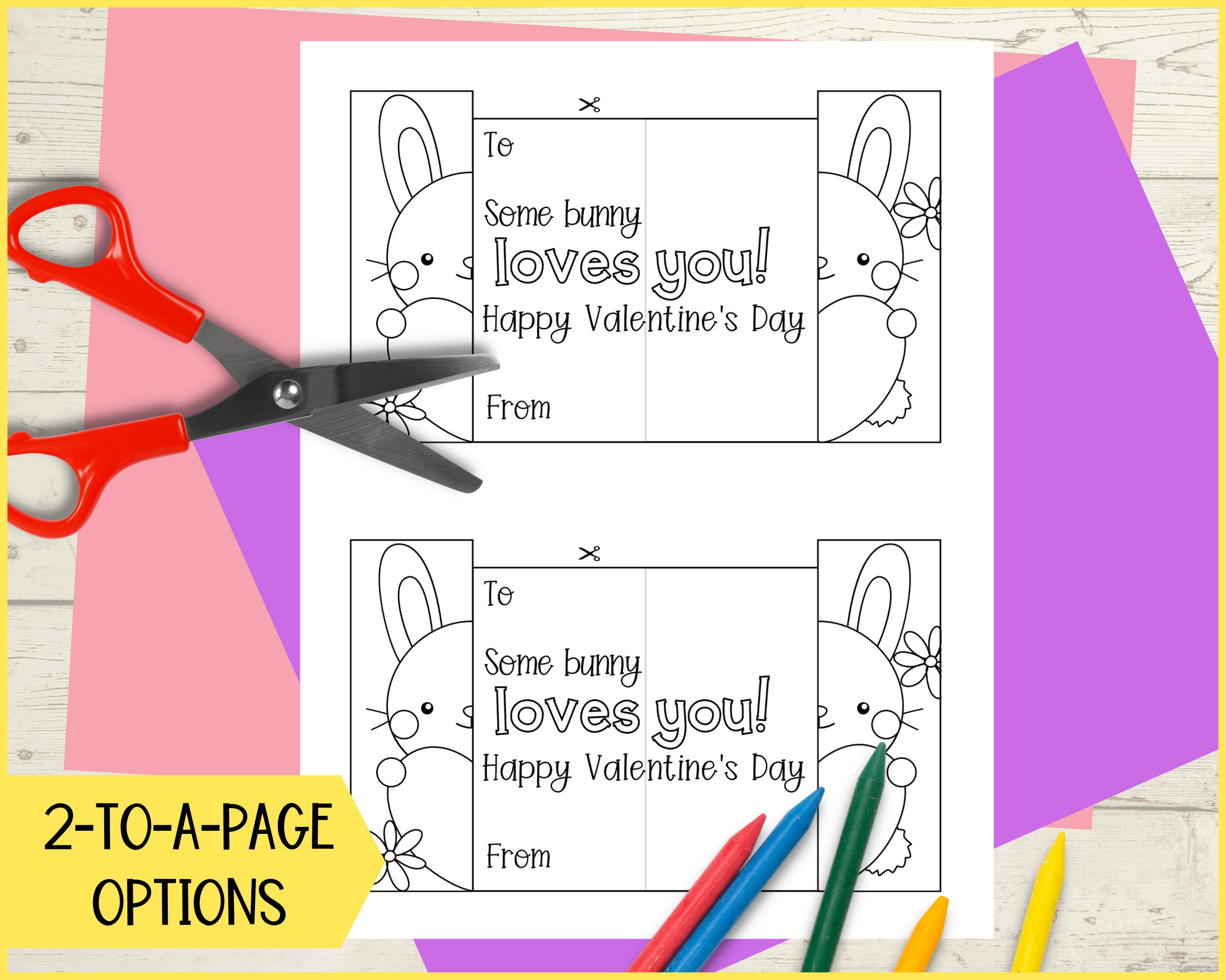 Animal Themed Valentine's Day Card to Print and Color A4 and 11x8.5 ...