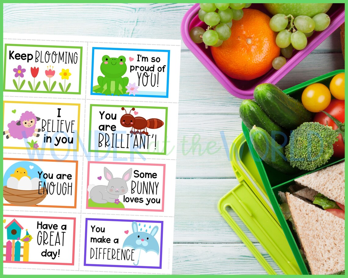 96 Printable Lunch Box Notes for Spring, Summer, Fall Autumn, Winter ...