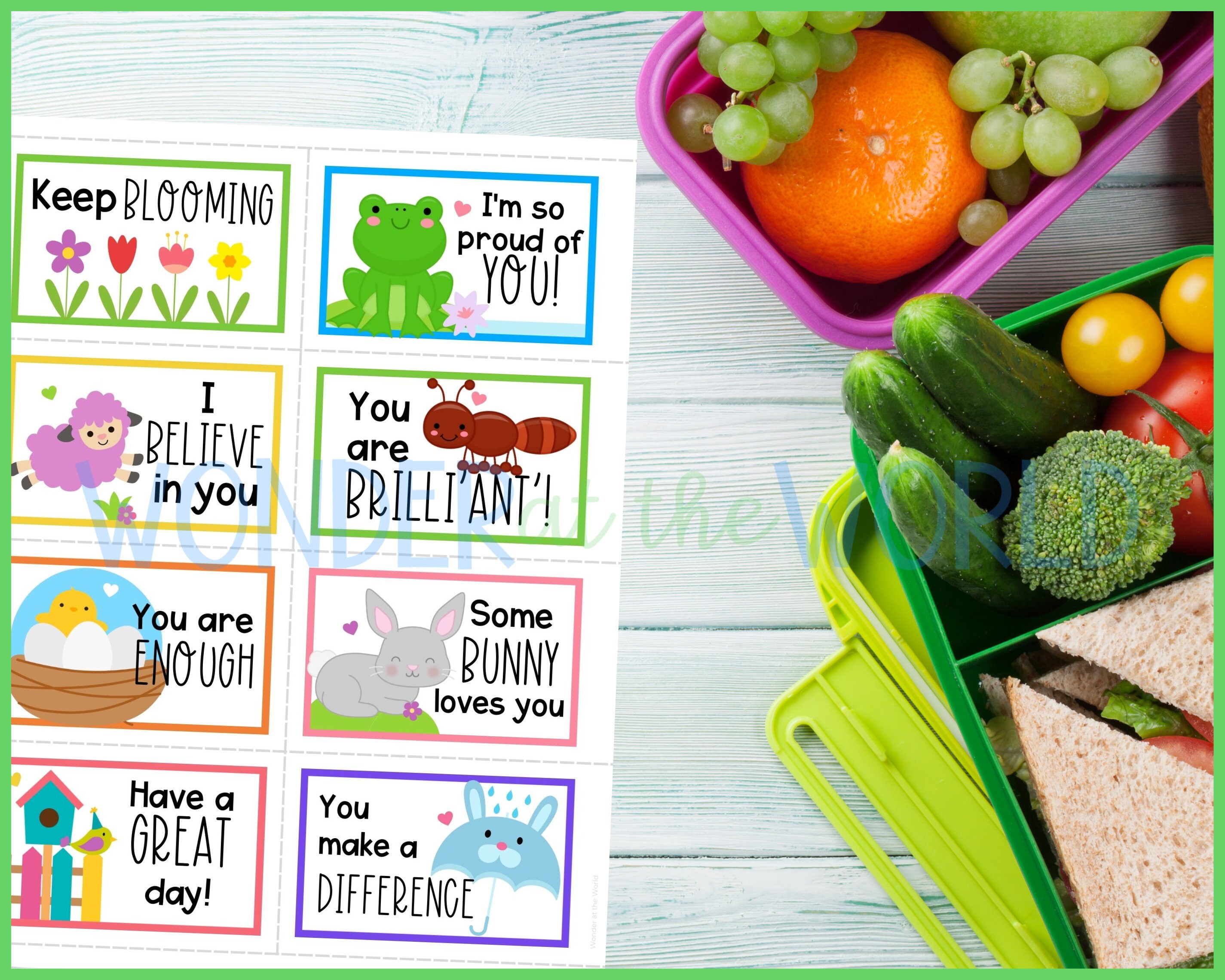 96 Printable Lunch Box Notes for Spring, Summer, Fall Autumn, Winter ...