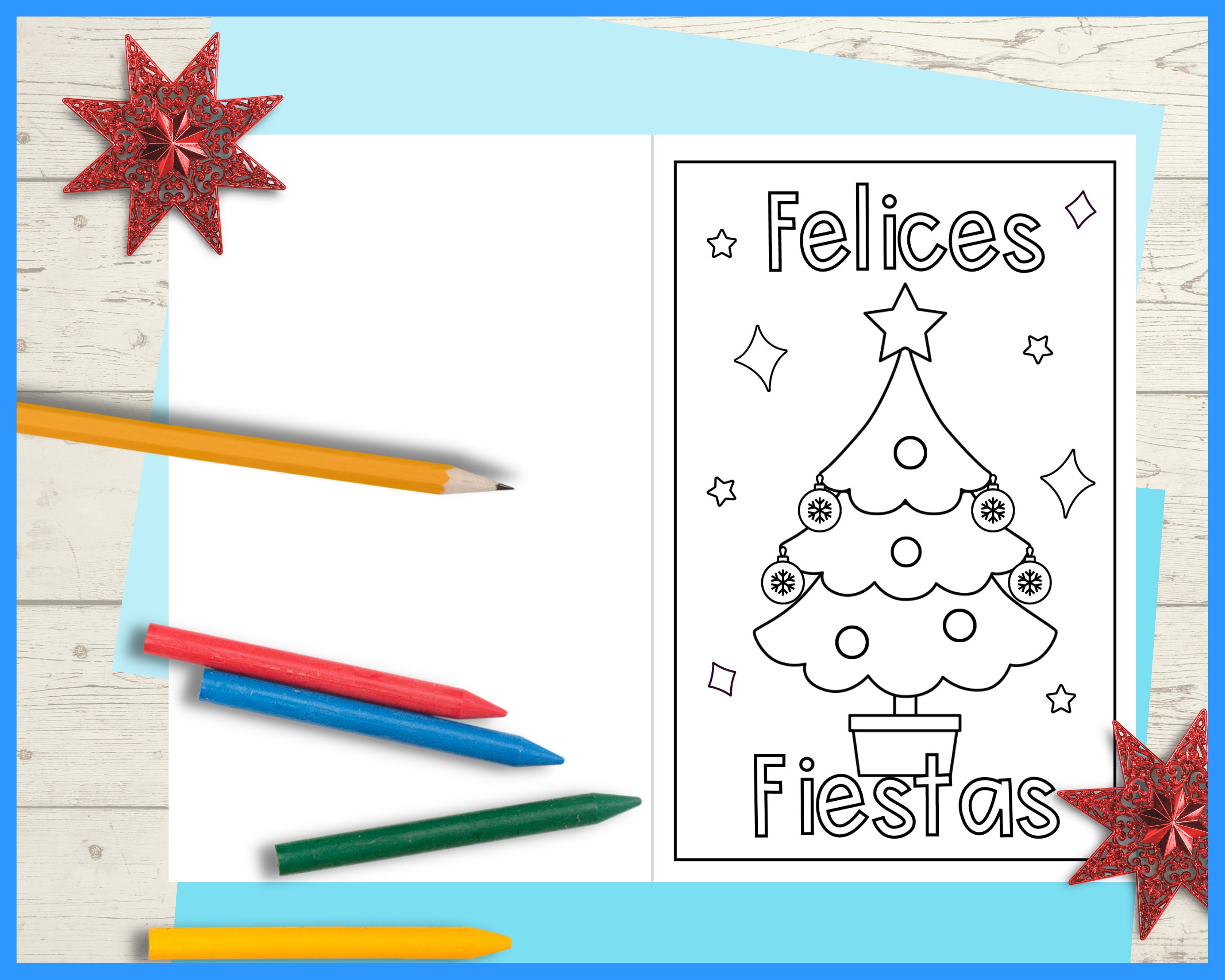 6 Spanish Christmas Card Designs to Print and Color | A4 and 11 X 8.5 ...