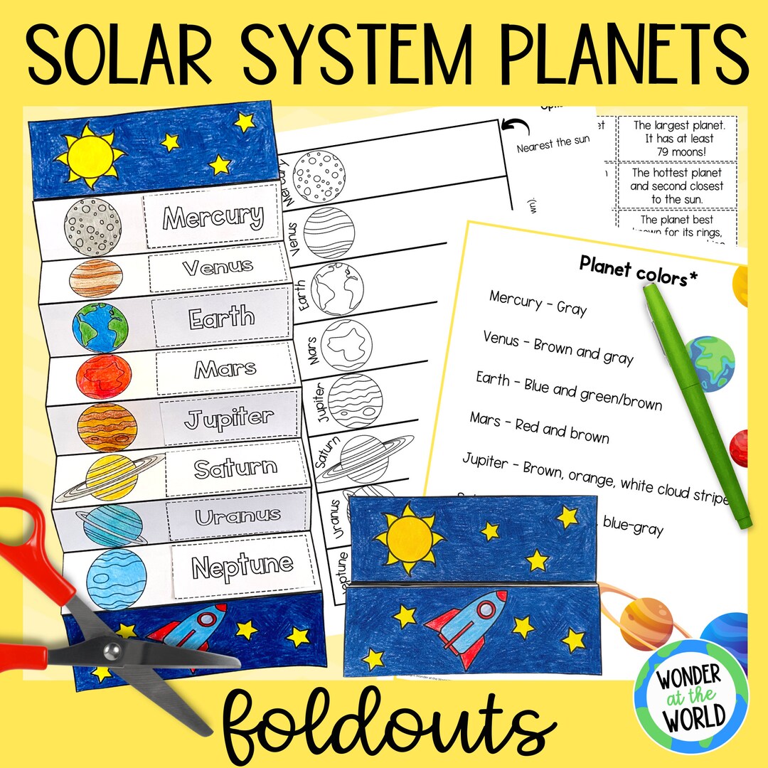 Solar System Planets Foldout Kids' Craft A4 and 11x8.5 Inch Digital ...