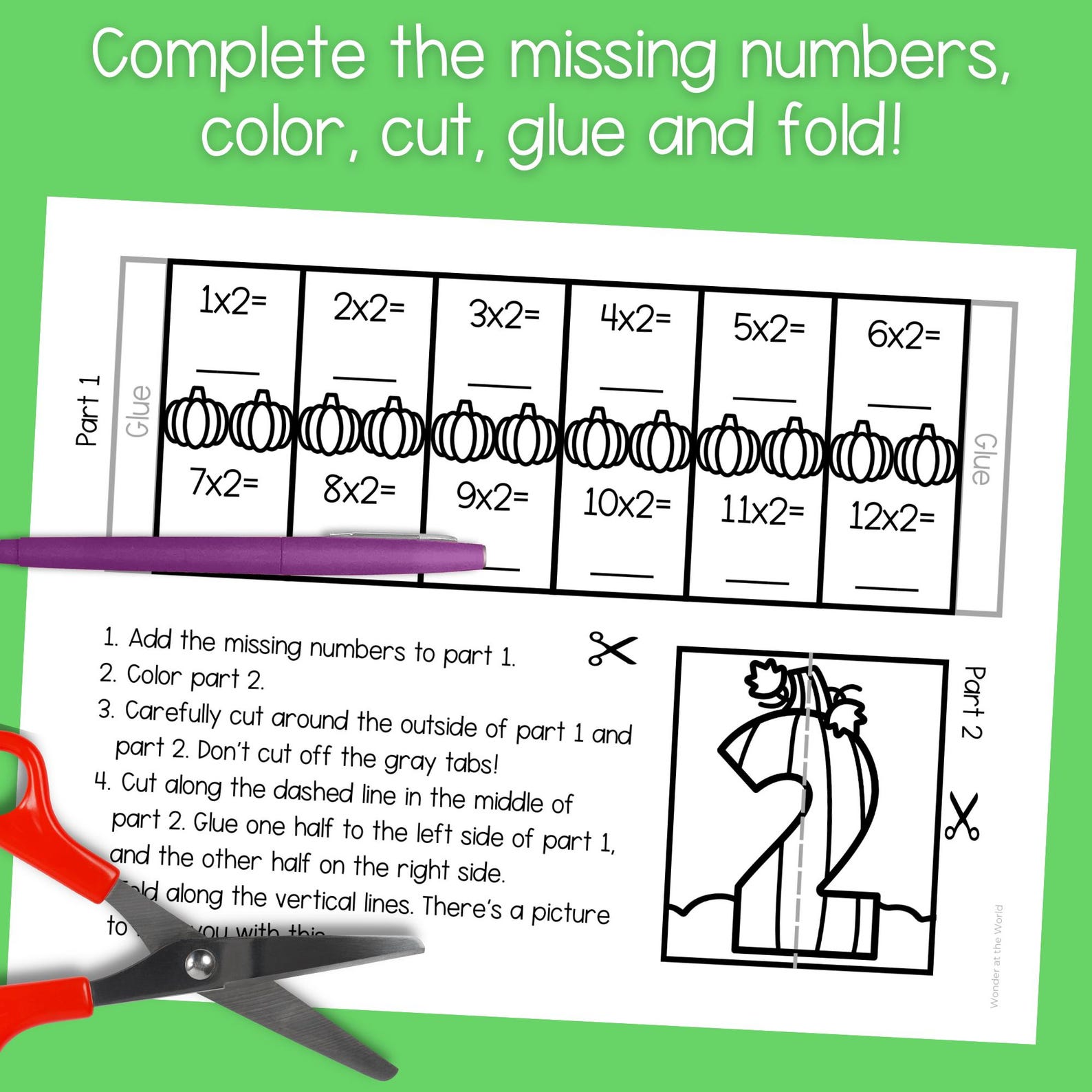 Halloween Math Multiplication Activity Foldouts for 2-12 Times Table ...