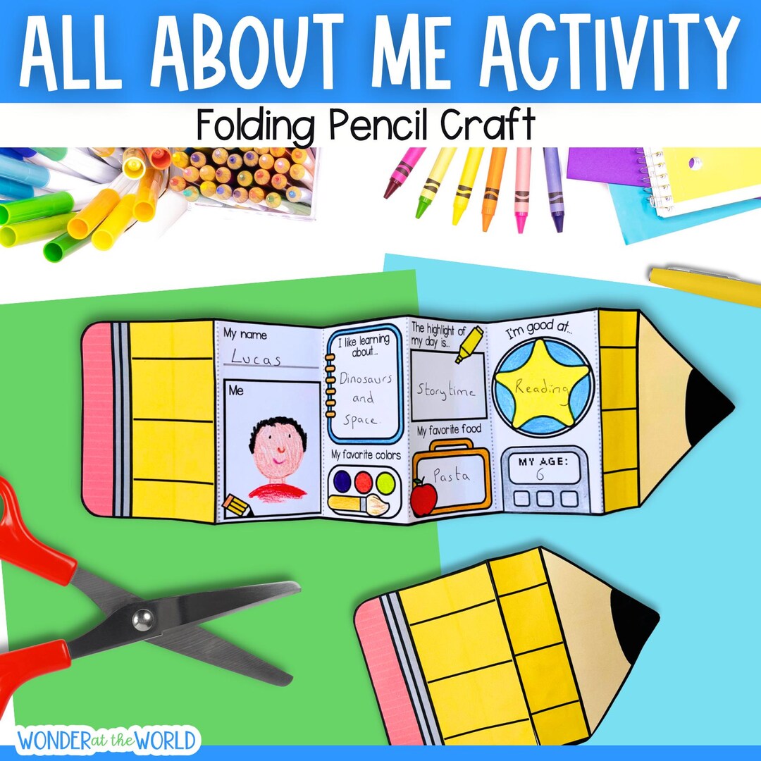 All About Me Back to School Foldable Pencil Craft Activity for First ...