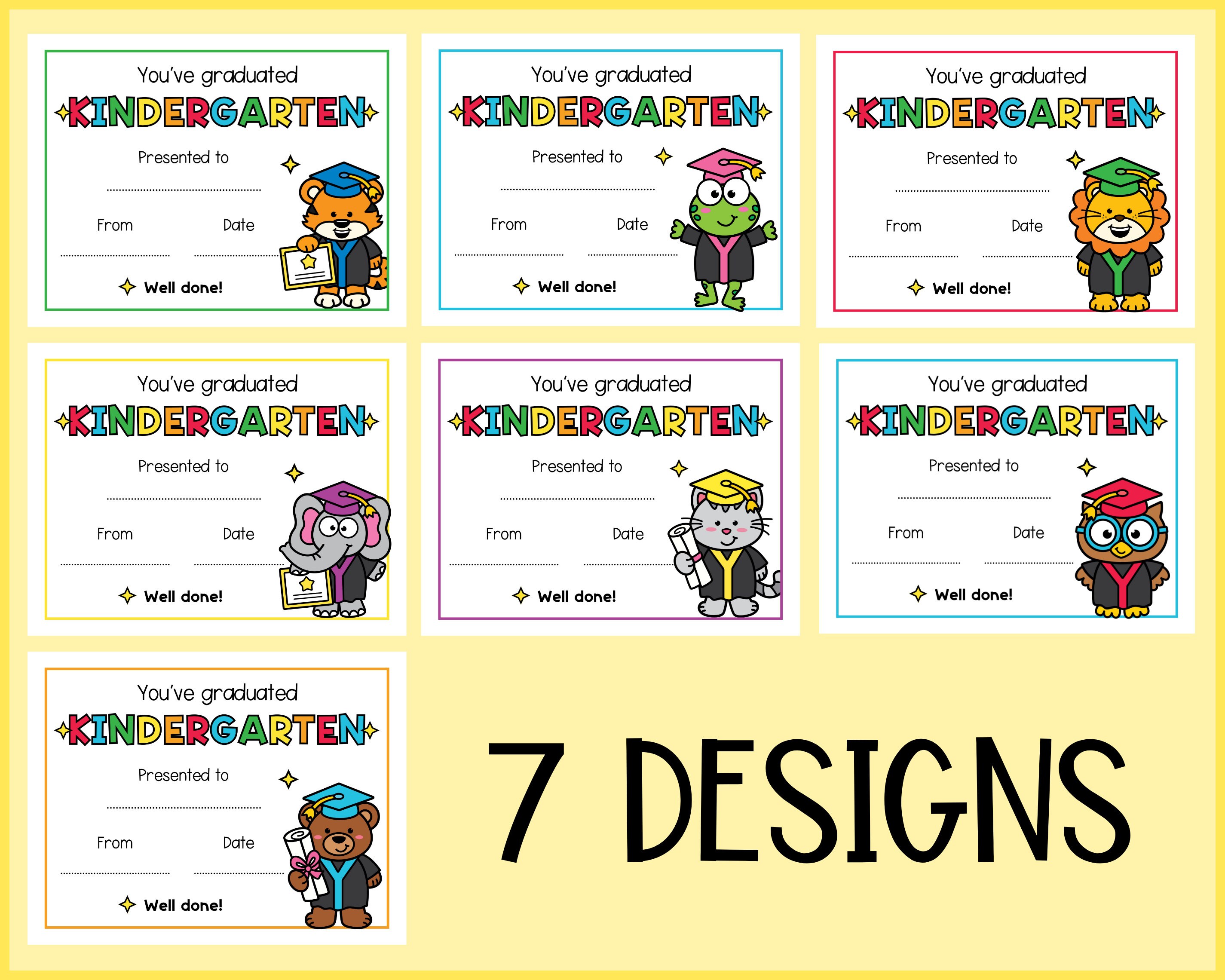 Kindergarten Graduation Certificates Editable PDF | End of Year Awards ...