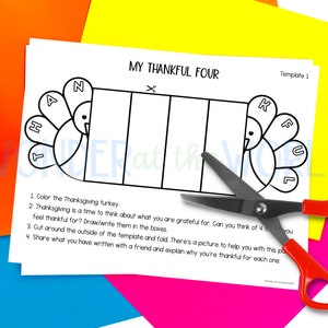 Thanksgiving 'I Am Thankful For' Turkey Activity 11x8.5 Inch Digital ...