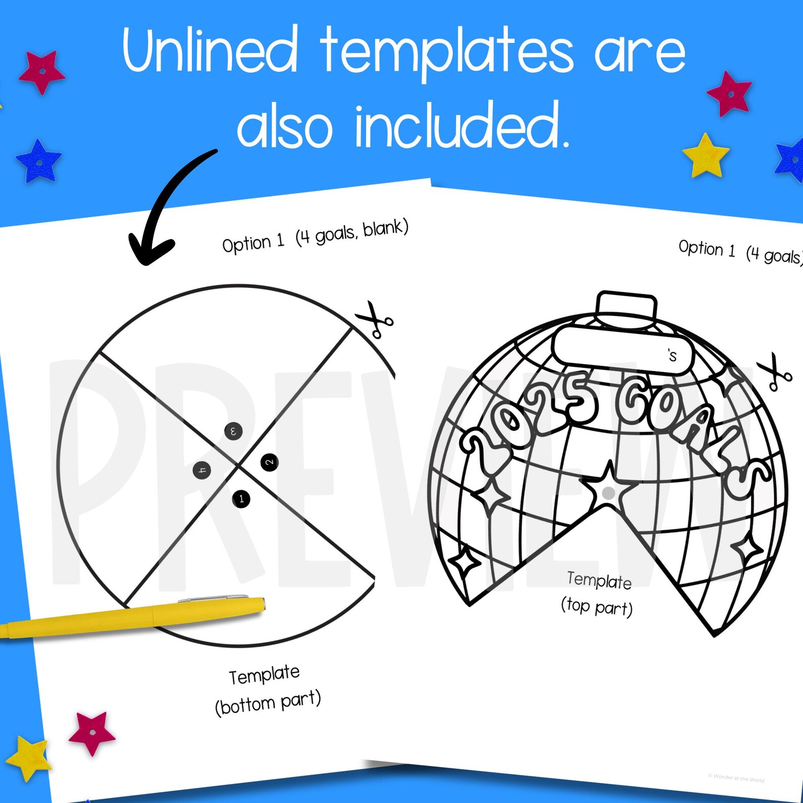 New Year 2025 Disco Ball Goal Setting Writing Kids Craft Activity ...