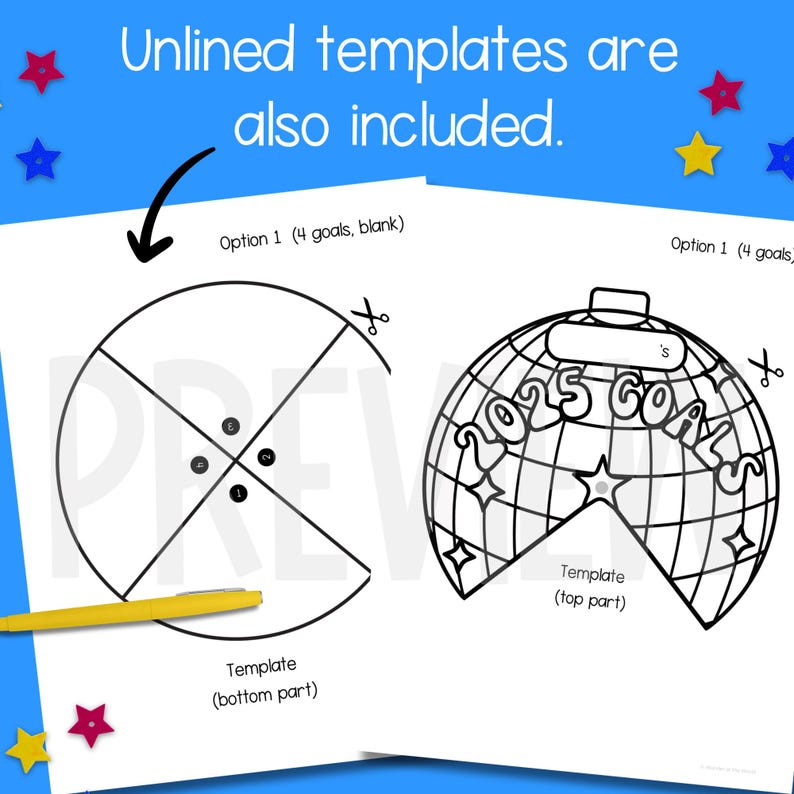New Year 2025 Disco Ball Goal Setting Writing Kids Craft Activity ...