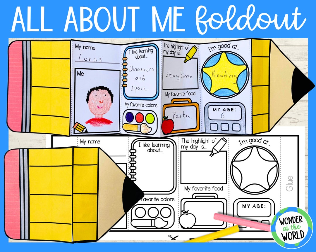 All About Me Back to School Foldable Pencil Craft Activity for First ...