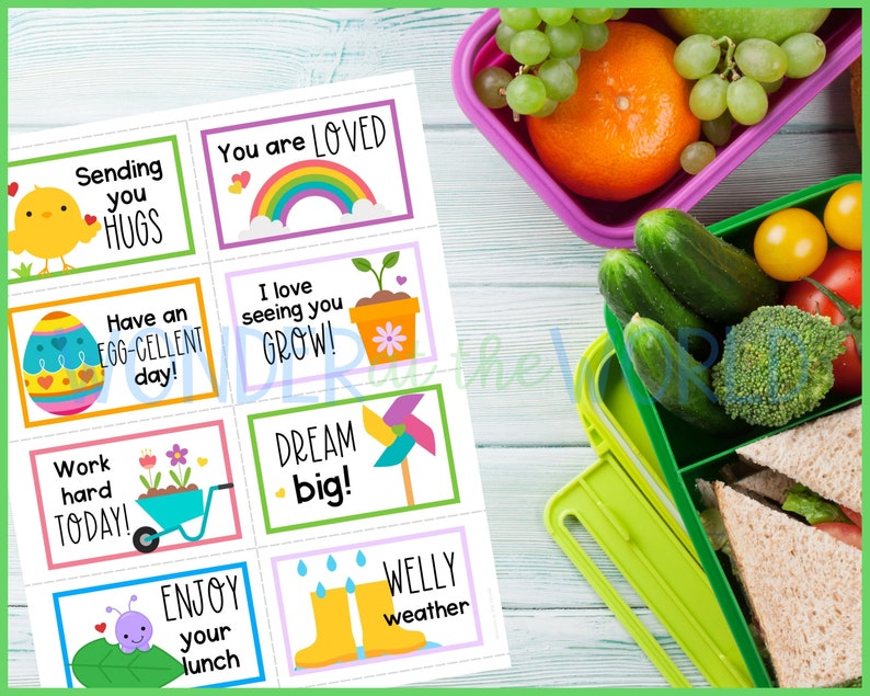 96 Printable Lunch Box Notes for Spring, Summer, Fall Autumn, Winter ...