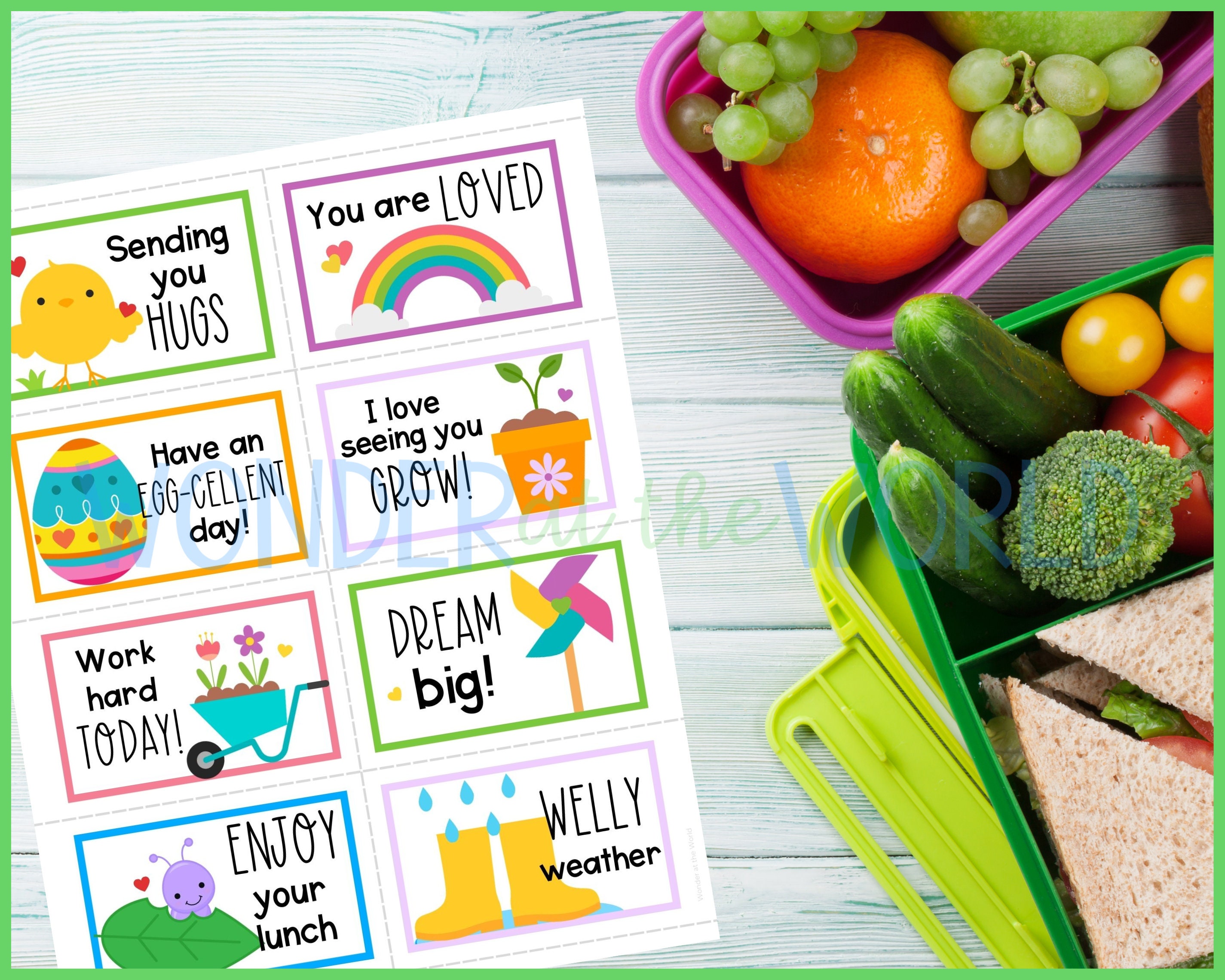 96 Printable Lunch Box Notes for Spring, Summer, Fall Autumn, Winter ...