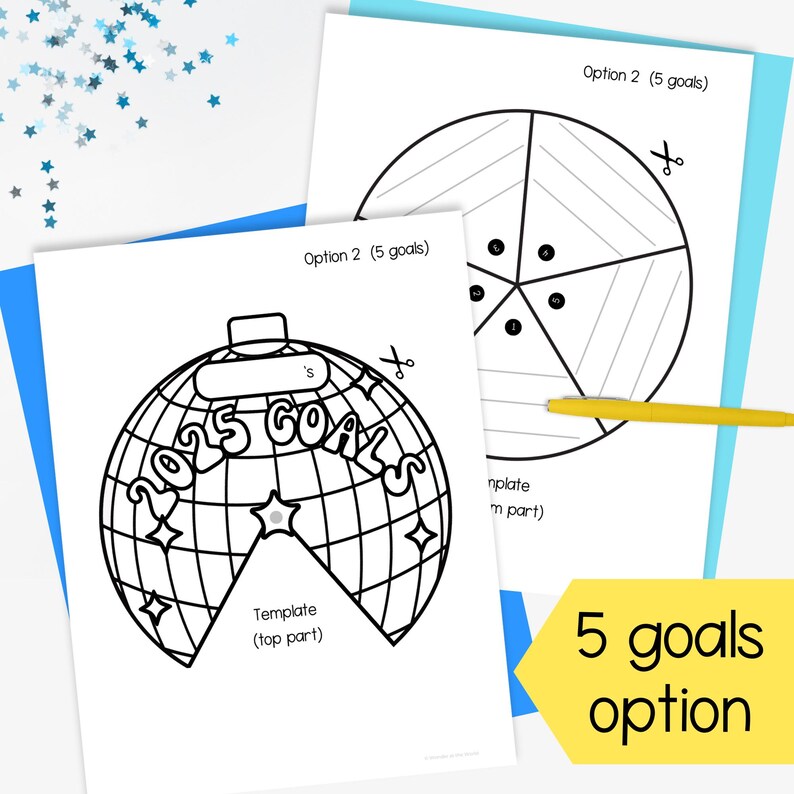 New Year 2025 Disco Ball Goal Setting Writing Kids Craft Activity ...