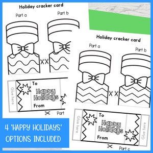 Folding Christmas Cracker Cards to Print and Color A4 and 8.5x11 Inch ...