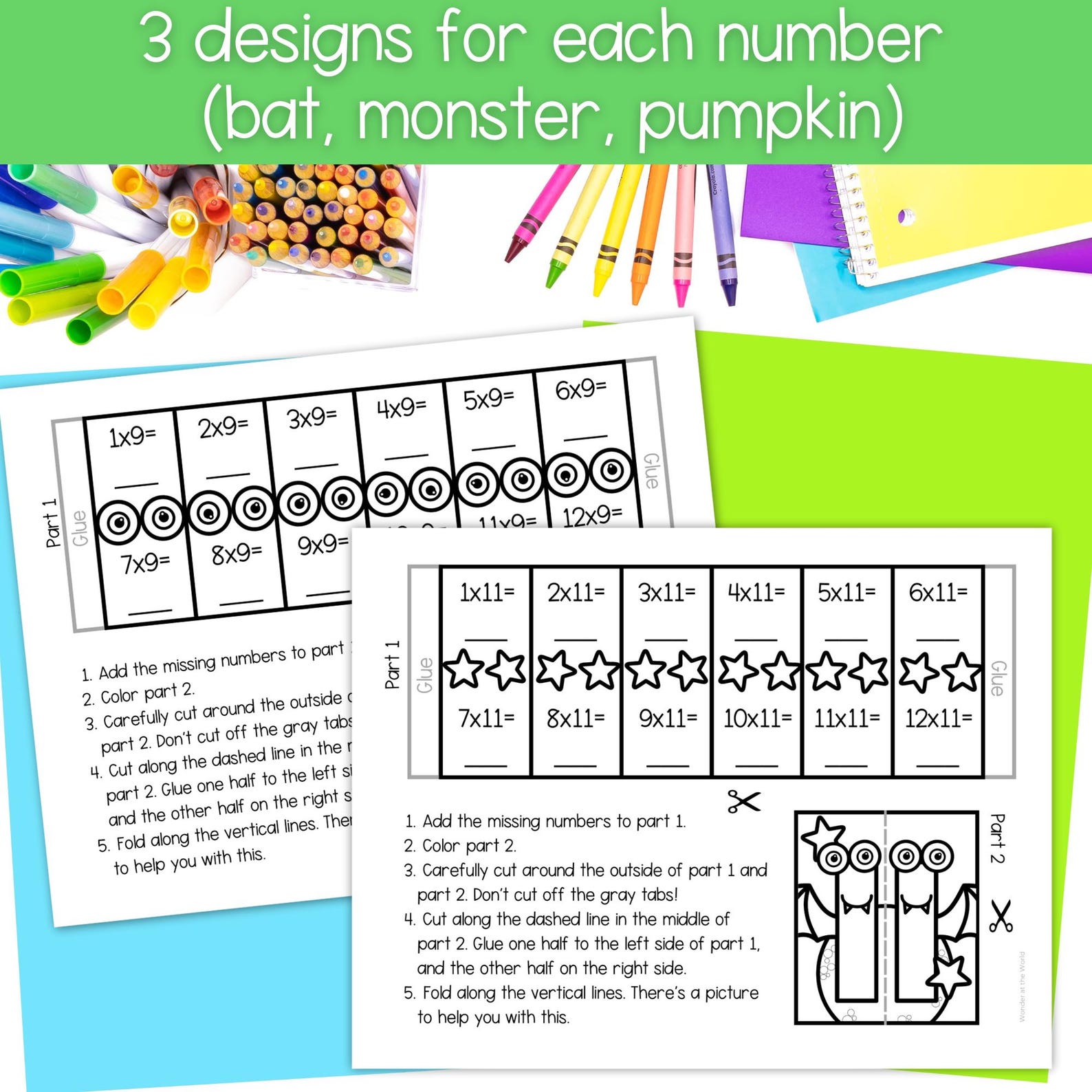 Halloween Math Multiplication Activity Foldouts for 2-12 Times Table ...