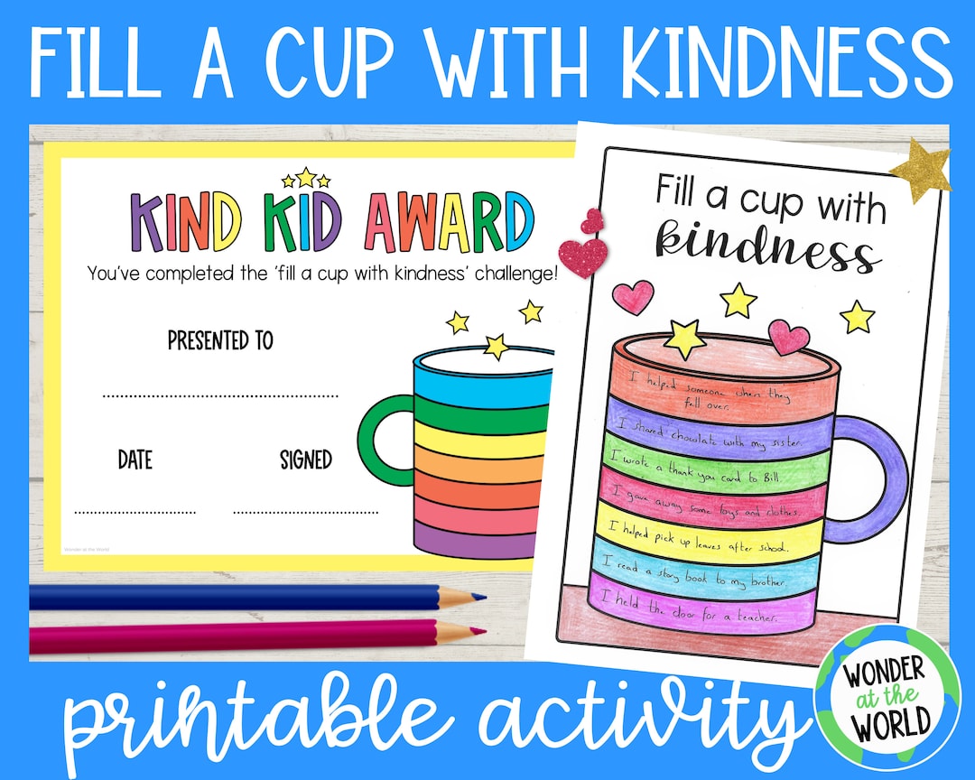 Kindness Activity for Kids Fill a Cup of Kindness UK and - Etsy