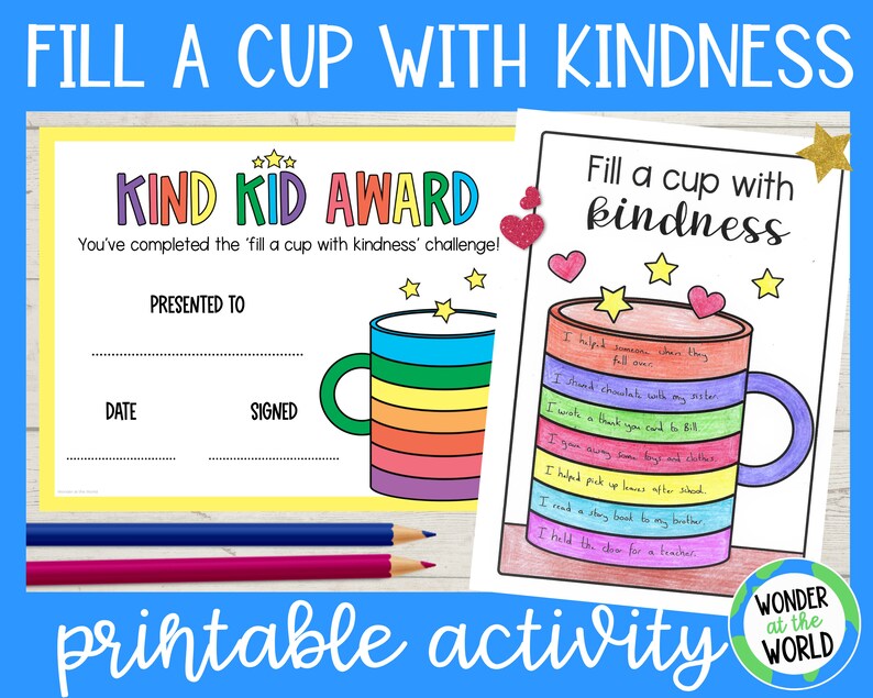 Kindness Activity for Kids Fill a Cup of Kindness UK and - Etsy